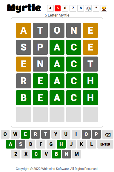 Myrtle - A better word game